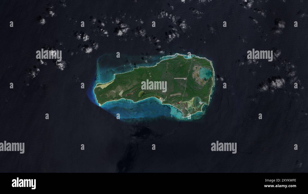 Rum Cay Island in the North Atlantic Ocean on a satellite image taken ...