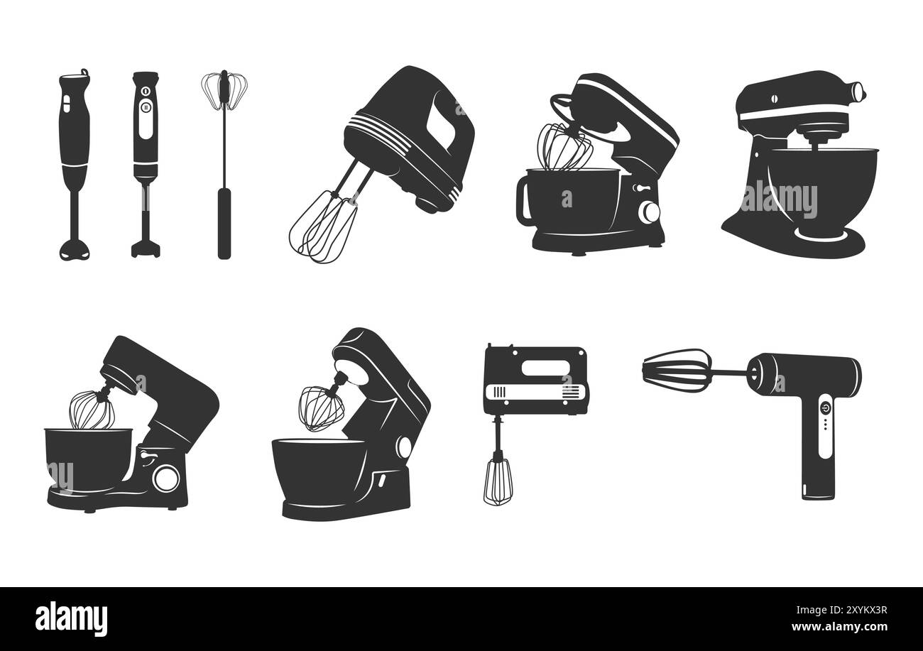 Mixer silhouettes, Mixer svg, Kitchen electric mixer silhouette, Stand ...