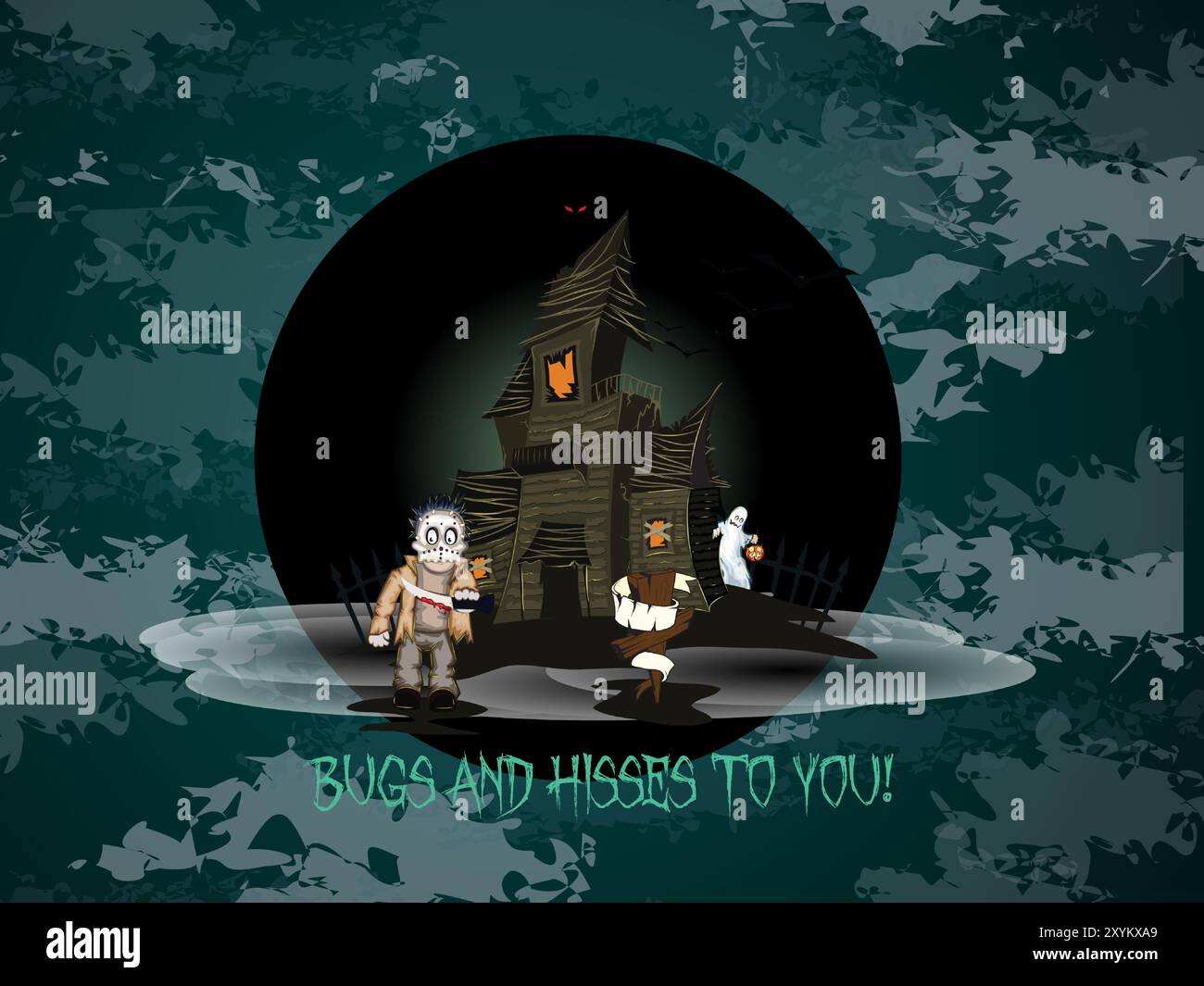 Tree in a abandoned house Stock Vector Images - Alamy