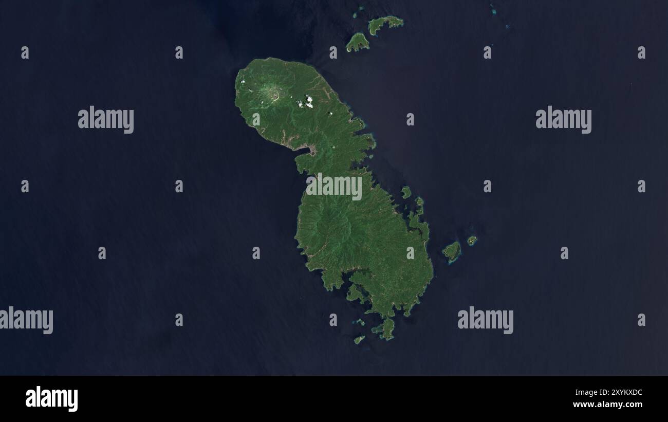 Pulau Sangir in the Celebes Sea on a satellite image taken in September ...