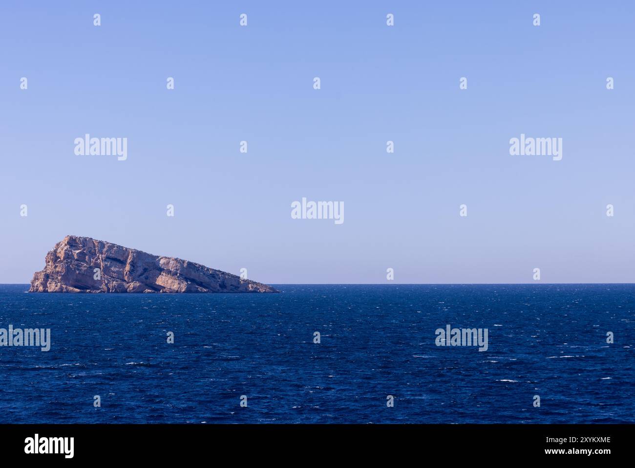Photo of the town of Benidorm in Spain showing the rock in the middle ...