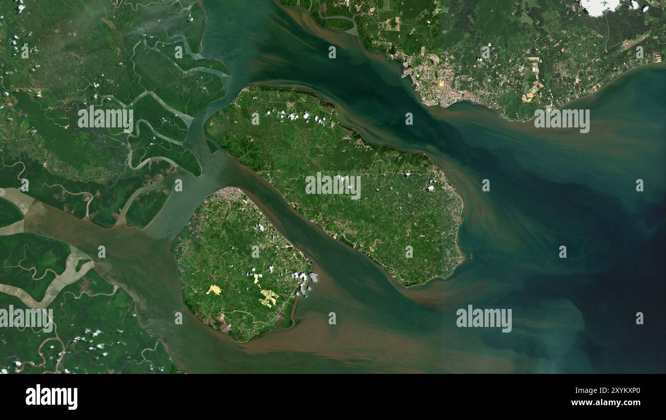 Pulau Sebatik in the Celebes Sea on a satellite image taken in July 29 ...