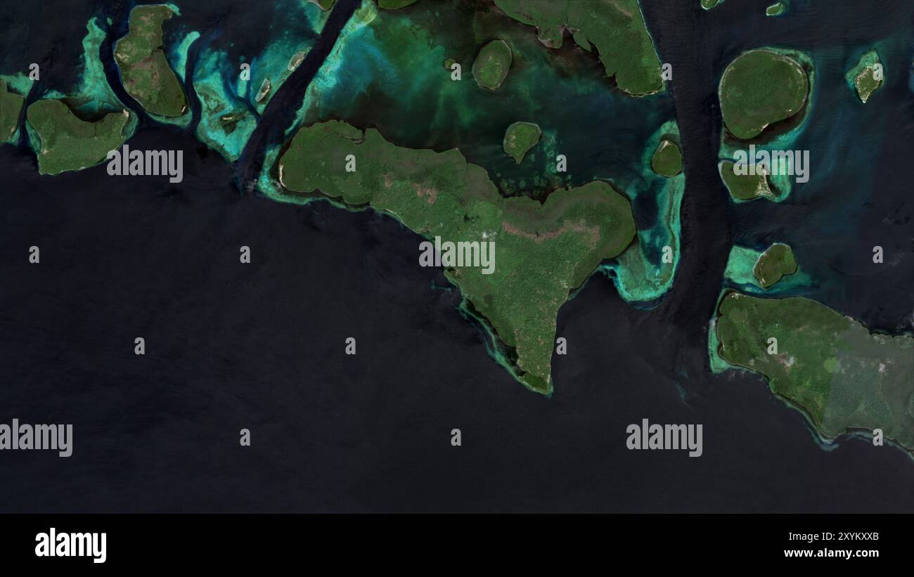 Selapiu Island in the Bismarck Sea on a satellite image taken in November 24, 2022 Stock Photo ...
