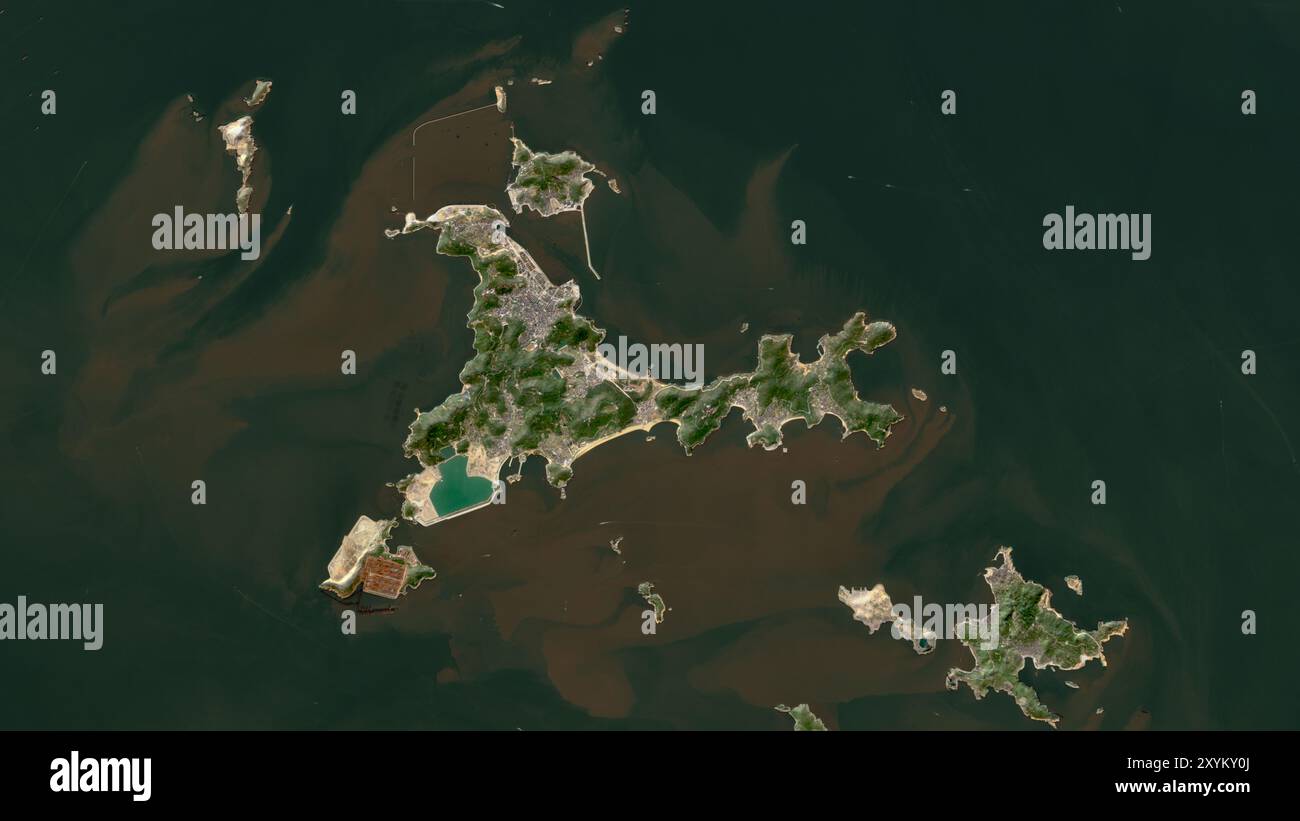 Shengsi Island in the Eastern China Sea on a satellite image taken in ...
