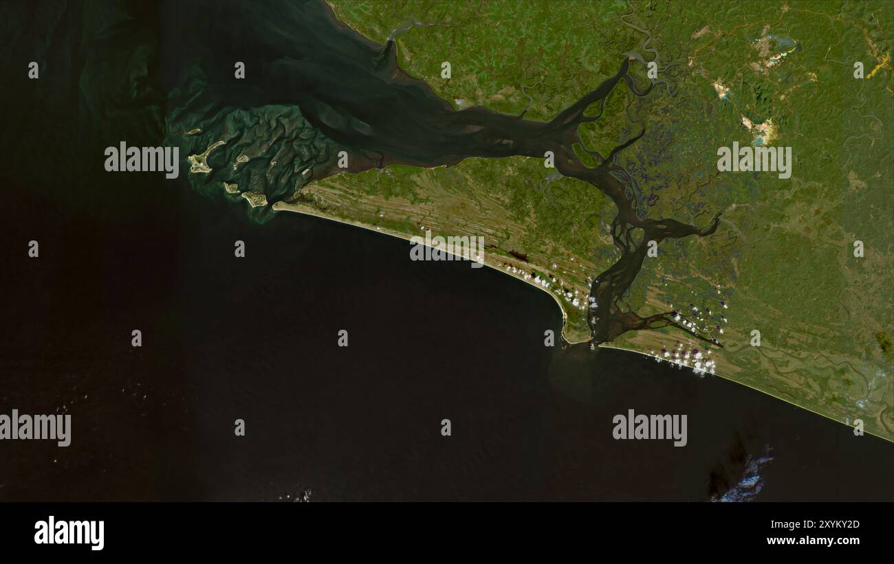 Sherbro Island in the North Atlantic Ocean on a satellite image taken ...