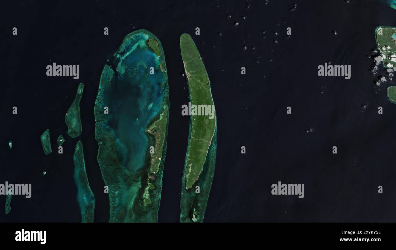 Sibutu Island in the Celebes Sea on a satellite image taken in February ...
