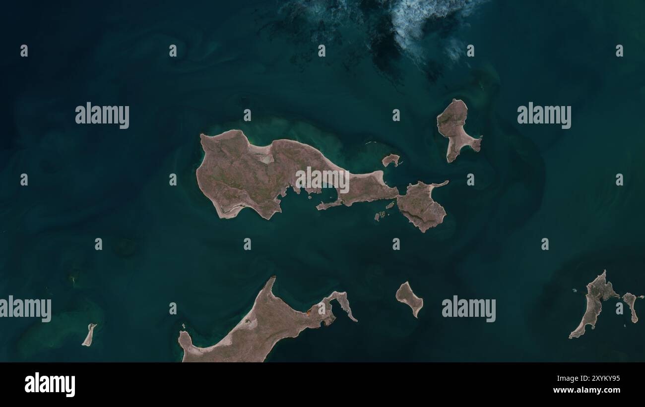 Sir Graham Moore Island in the Indian Ocean on a satellite image taken ...