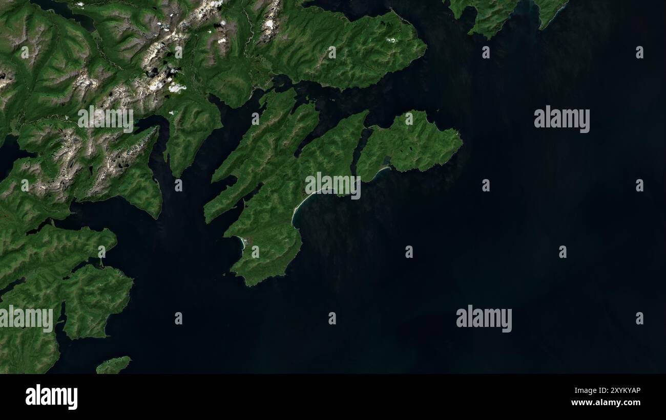 Sitkalidak Island in the Gulf of Alaska on a satellite image taken in ...