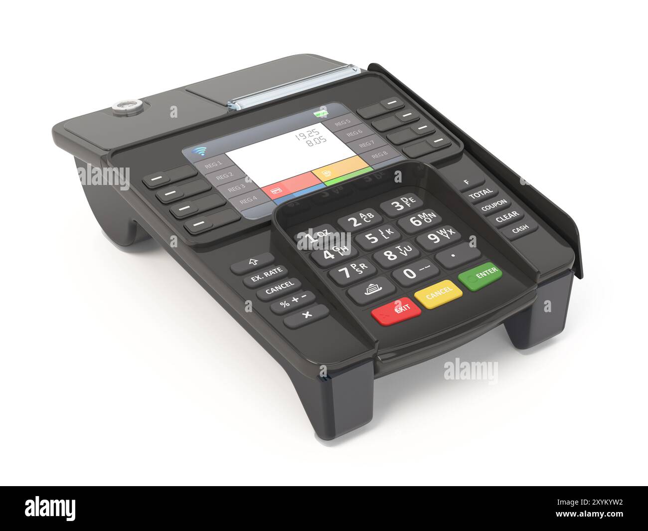 POS Terminal isolated on white background. 3D illustration Stock Photo ...