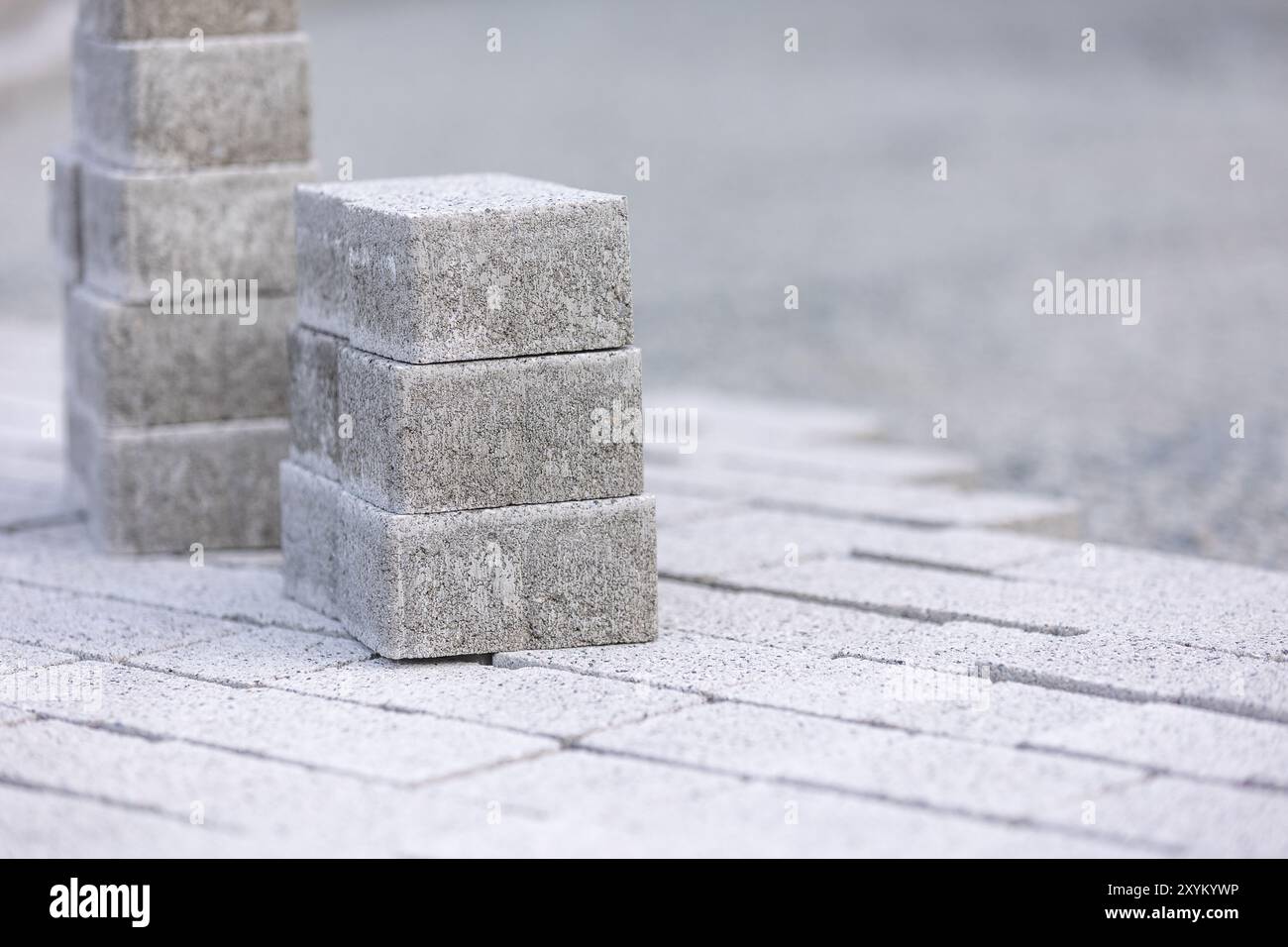Detail to interlocking paving ready for new path pavement, building ...