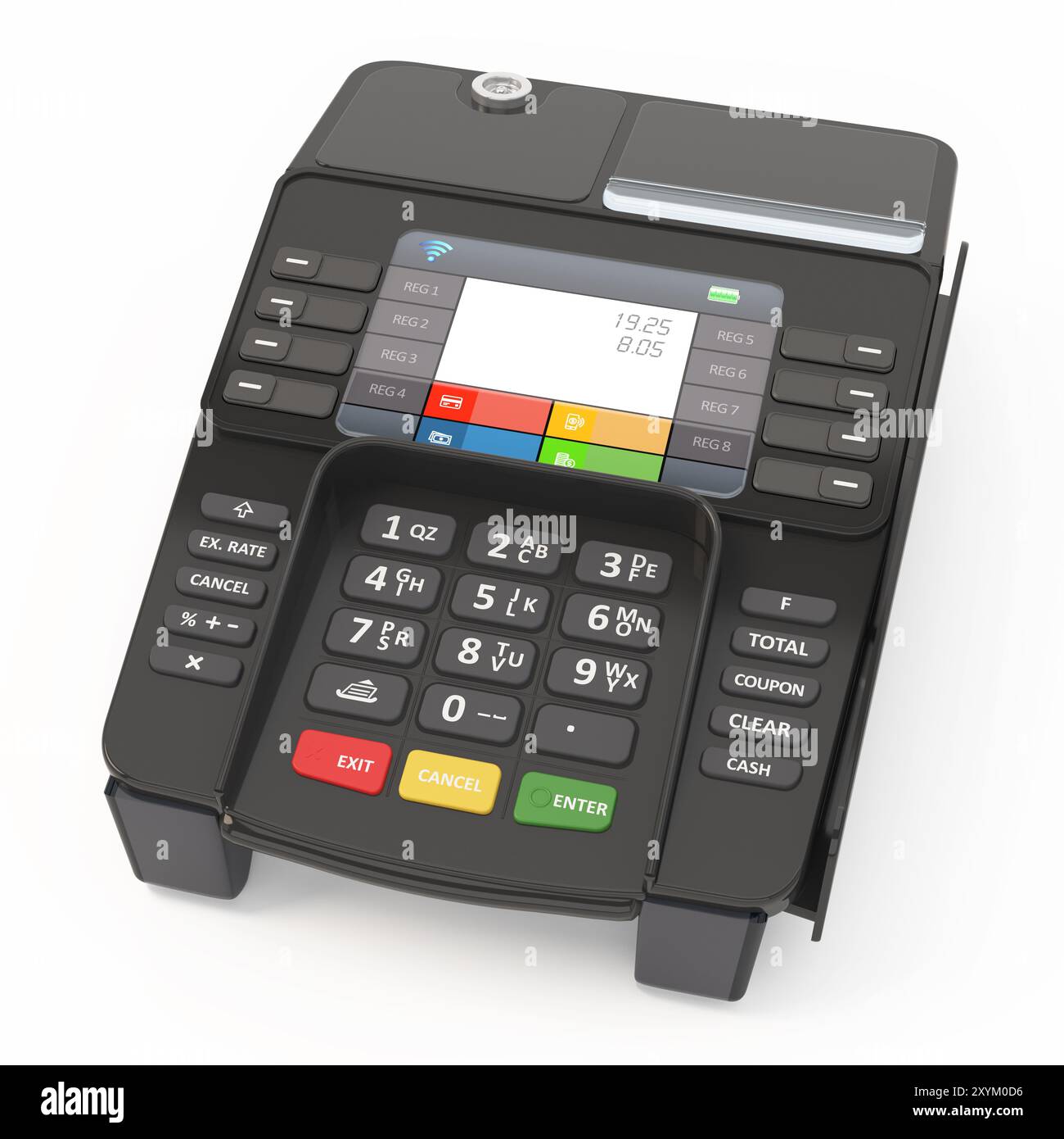 POS Terminal isolated on white background. 3D illustration Stock Photo ...