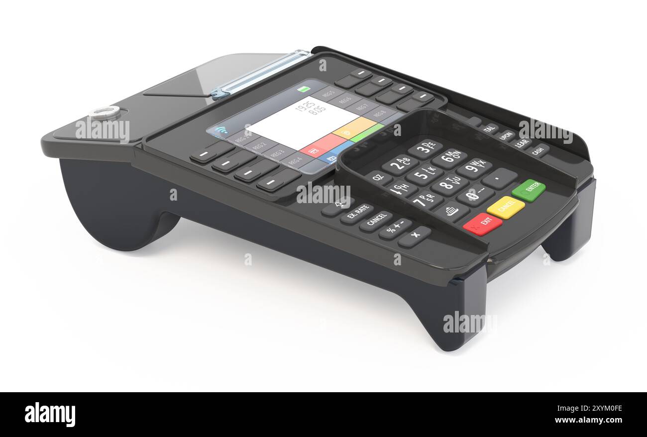 POS Terminal isolated on white background. 3D illustration Stock Photo ...