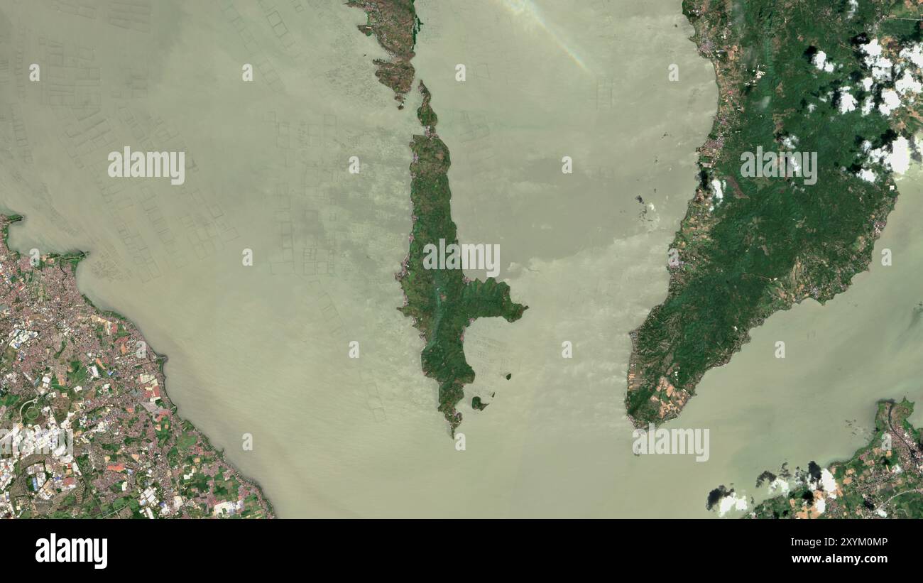 Talim Island in the Laguna de Bay on a satellite image taken in March ...