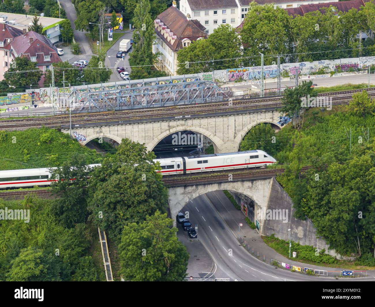 Railway bridges at Nordbahnhof with ICE, infrastructure of Deutsche ...