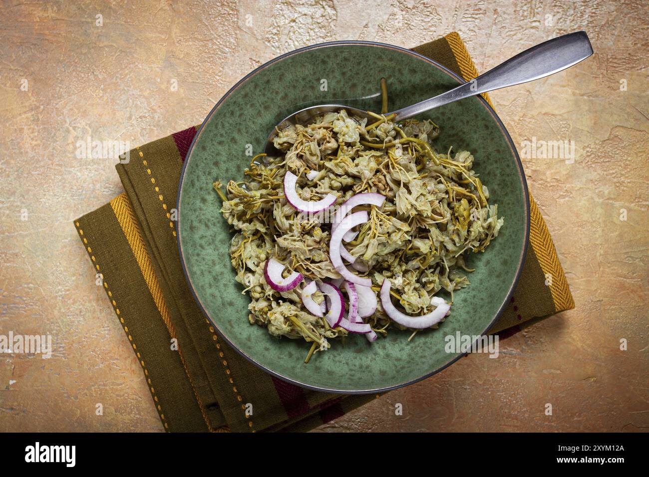 Jonjoli, Colchian klekachka, jonjoli salad, with red onion and butter ...