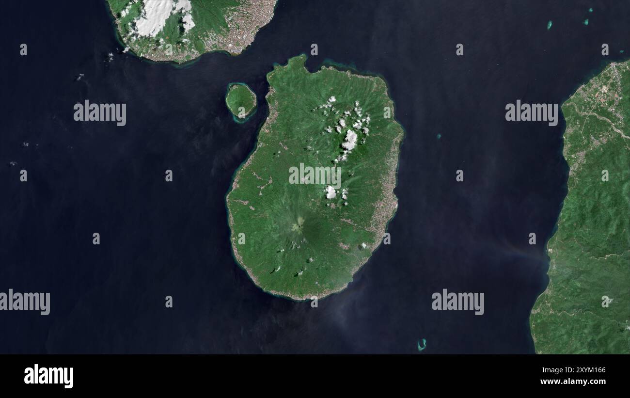 Pulau Tidore in the Molukka Sea on a satellite image taken in April 5 ...