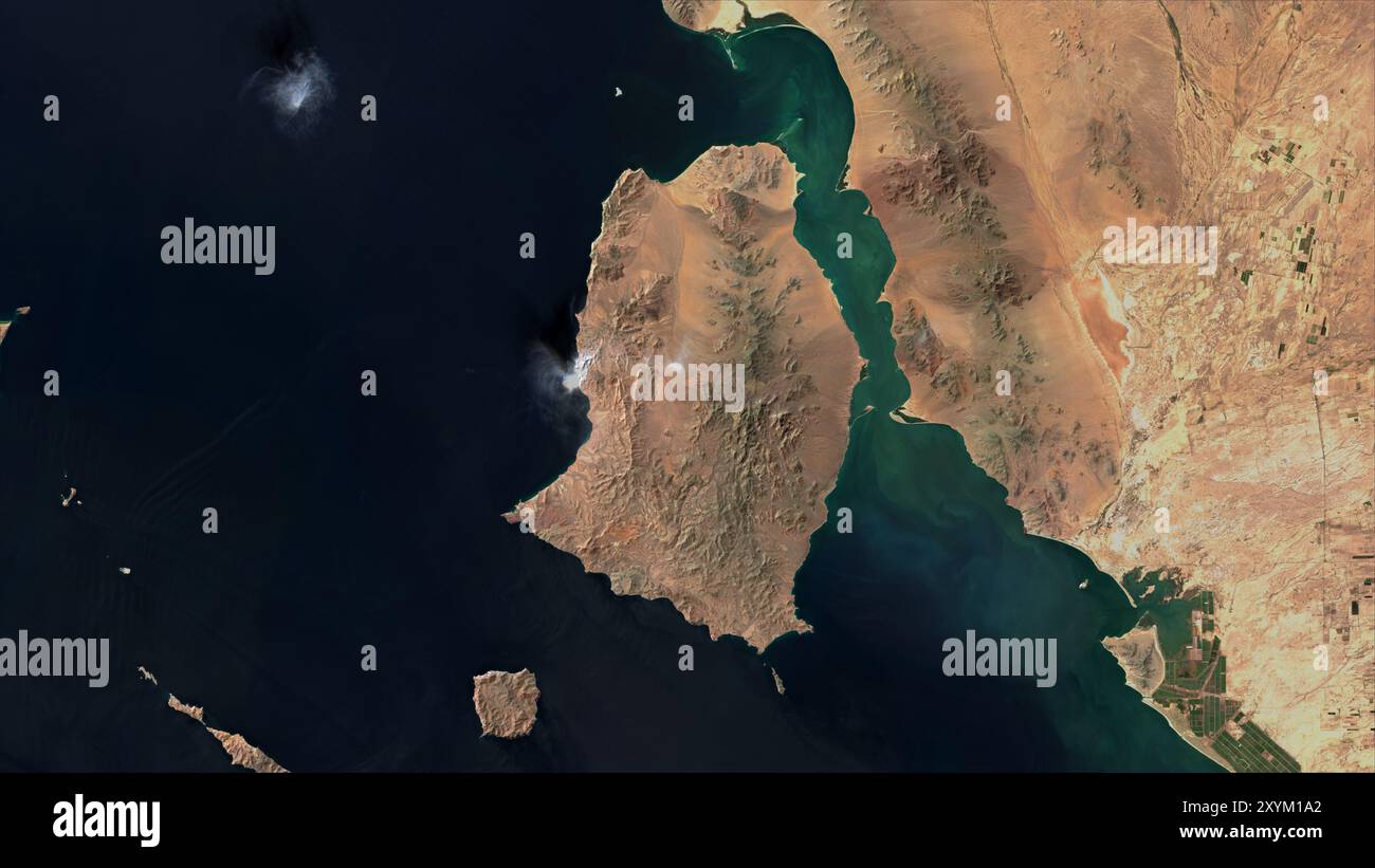 Tiburon Island in the Gulf of California on a satellite image taken in ...