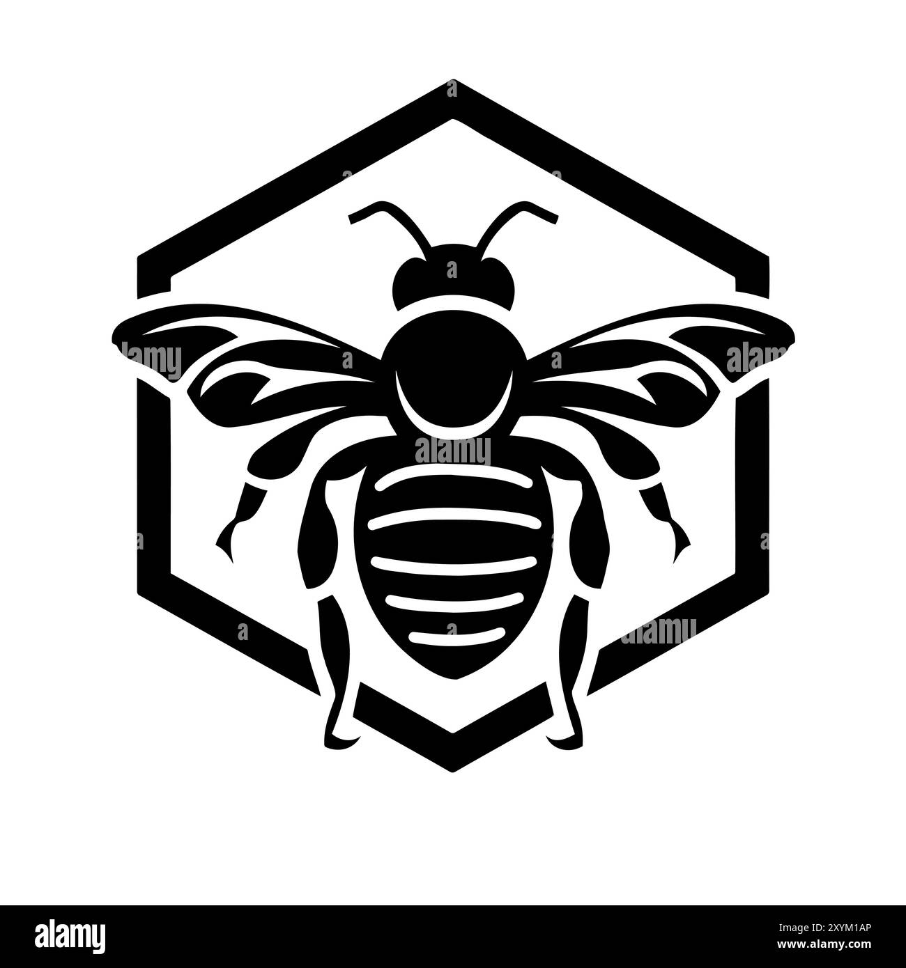 Geometric Bee Logo Design in Black and White Stock Vector Image & Art ...