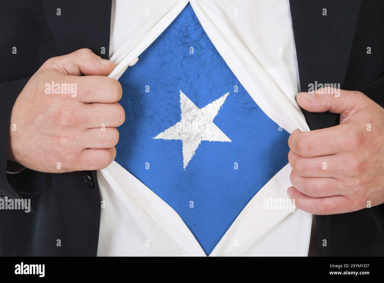 The Somalia flag painted on the chest of a man Stock Photo - Alamy