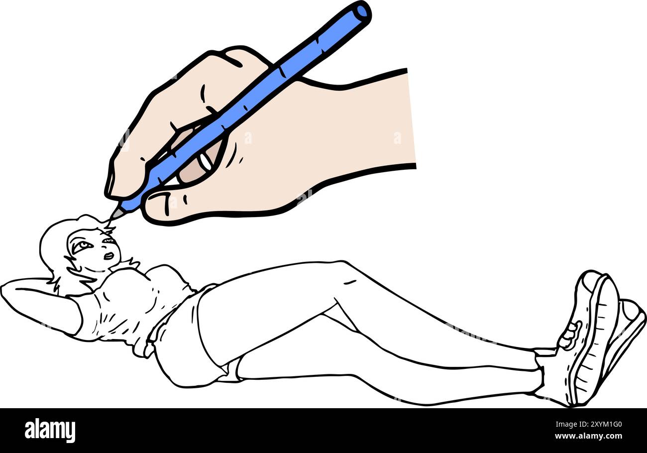 relax woman hand drawing Stock Vector Image & Art - Alamy