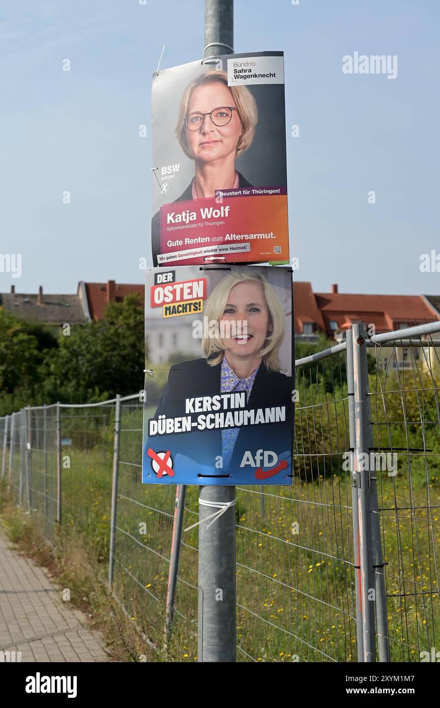 Wahlplakate - Landtagswahl 2024 Thüringen am 30.08.2024 in Nordhausen ...