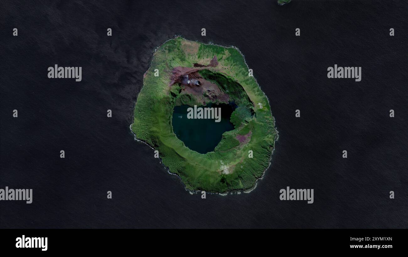 Tofua Island in the South Pacific Ocean on a satellite image taken in ...