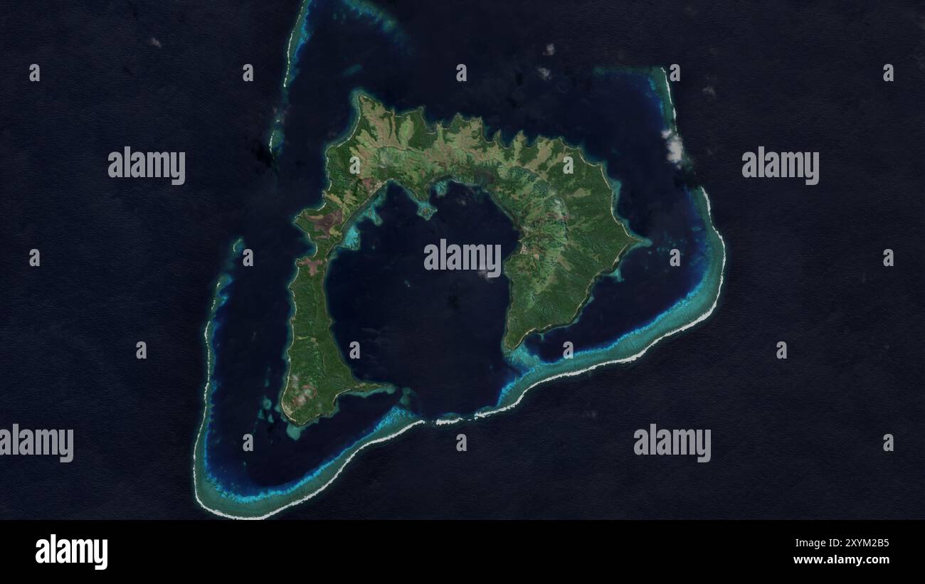 Totoya Island in the South Pacific Ocean on a satellite image taken in ...