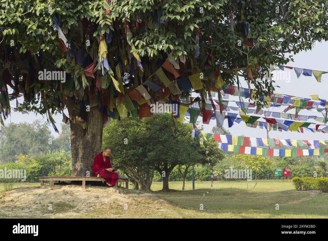 Lumbini, Nepal, November 27, 2014: Photograph of a buddhist monk ...