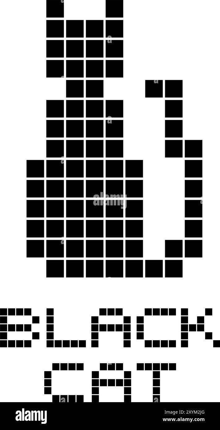 black cat pixel Stock Vector Image & Art - Alamy