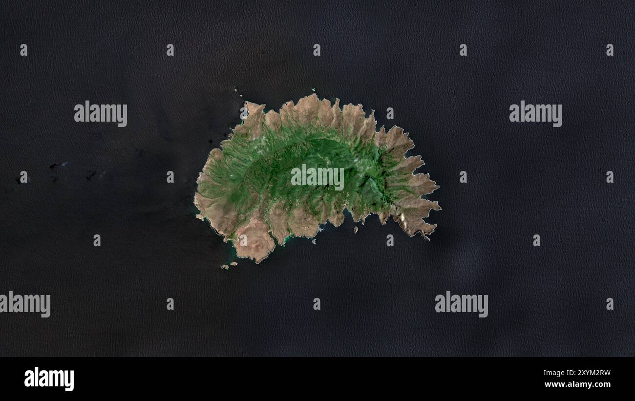 Ua Huka Island in the South Pacific Ocean on a satellite image taken in ...