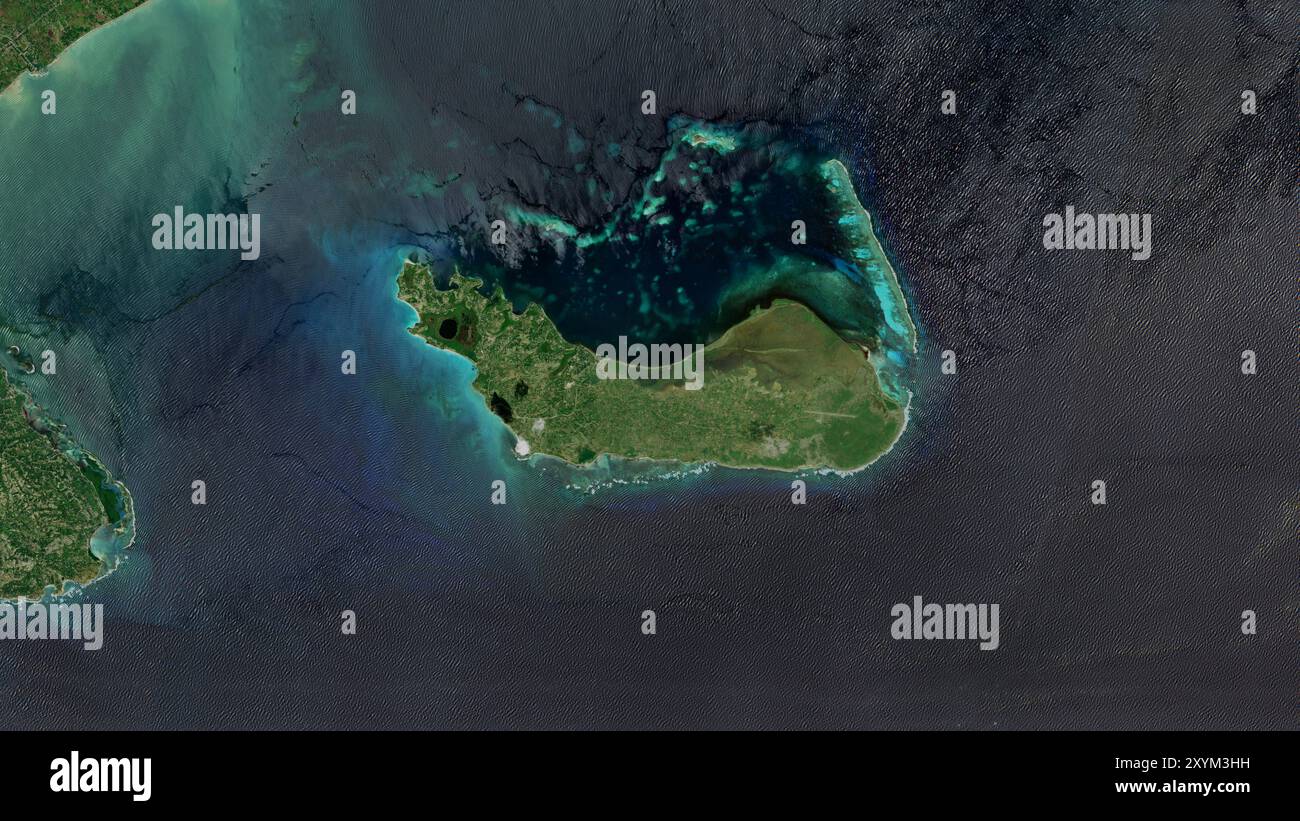 Ile-a-Vache in the Caribbean Sea on a satellite image taken in April 6 ...