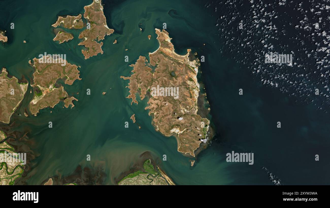 Vanderlin Island in the Arafura Sea on a satellite image taken in ...