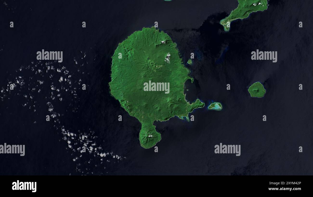 Vanua Lava Island in the Coral Sea on a satellite image taken in ...