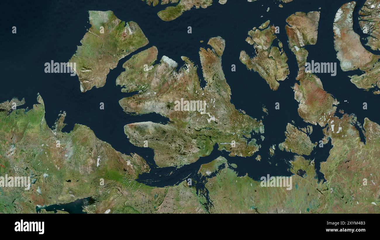 Victoria Island in the The Northwestern Passages on a satellite image ...