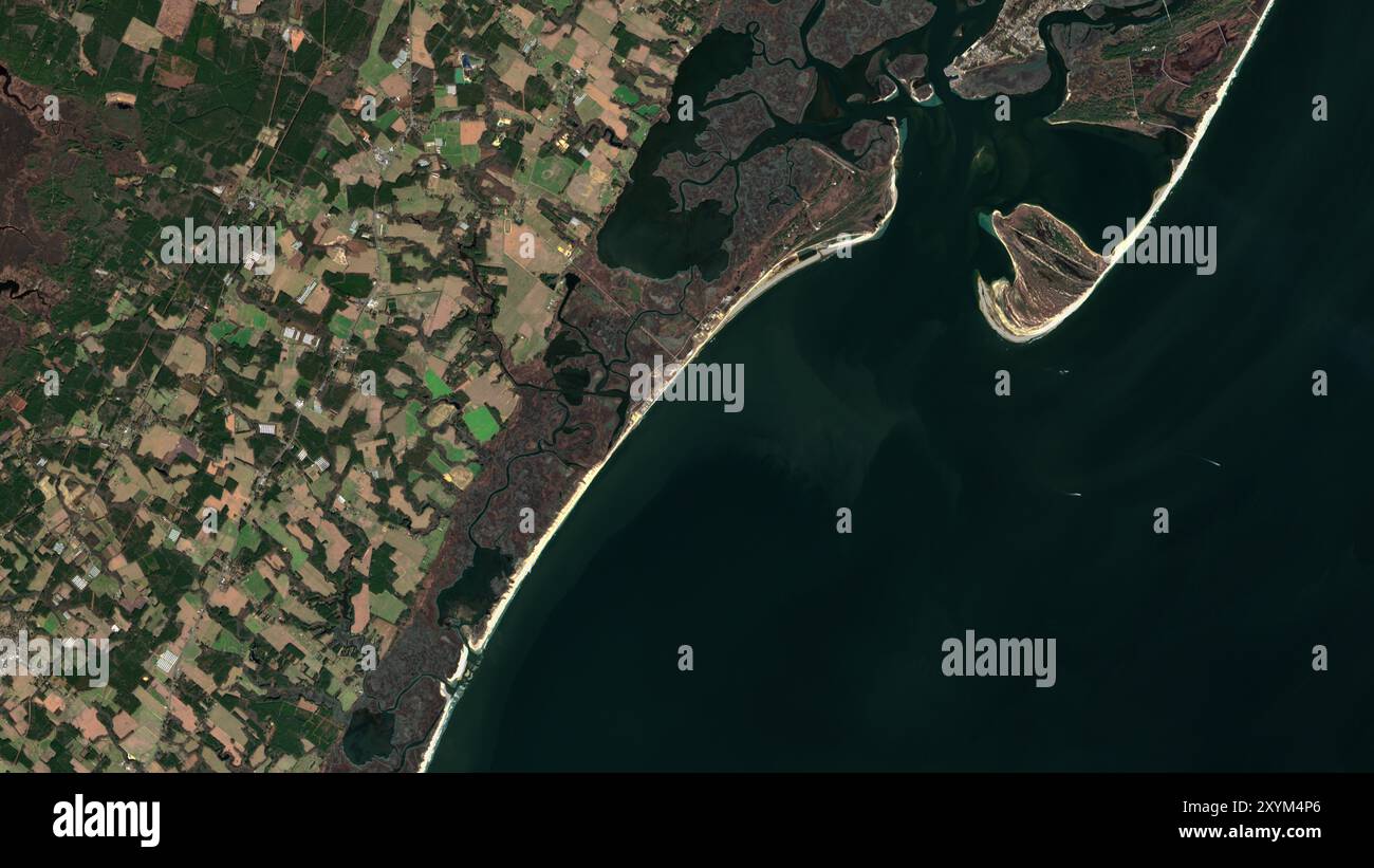 Wallops Island in the North Atlantic Ocean on a satellite image taken ...