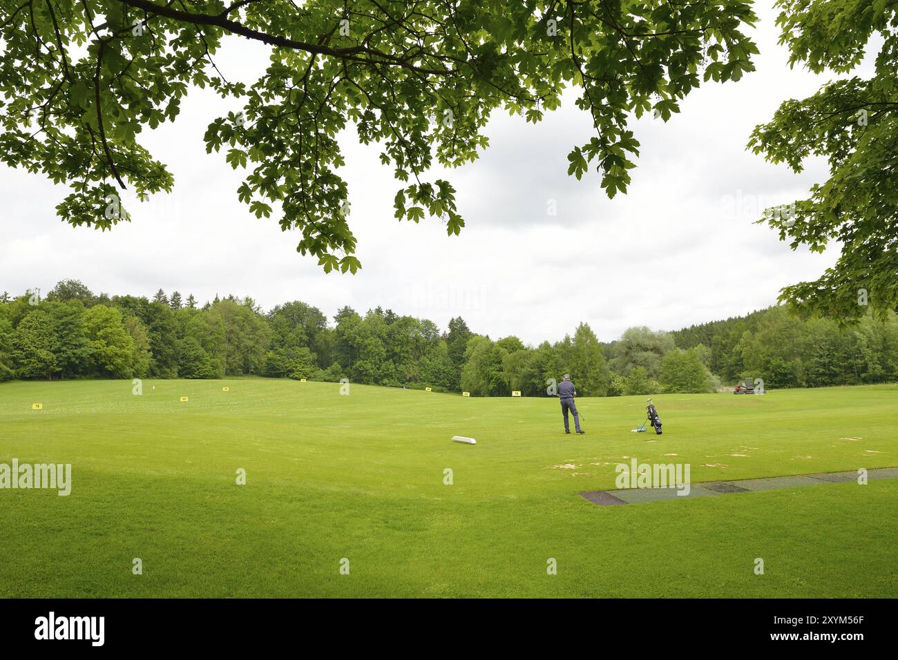 In practice tee on the golf course Stock Photo - Alamy