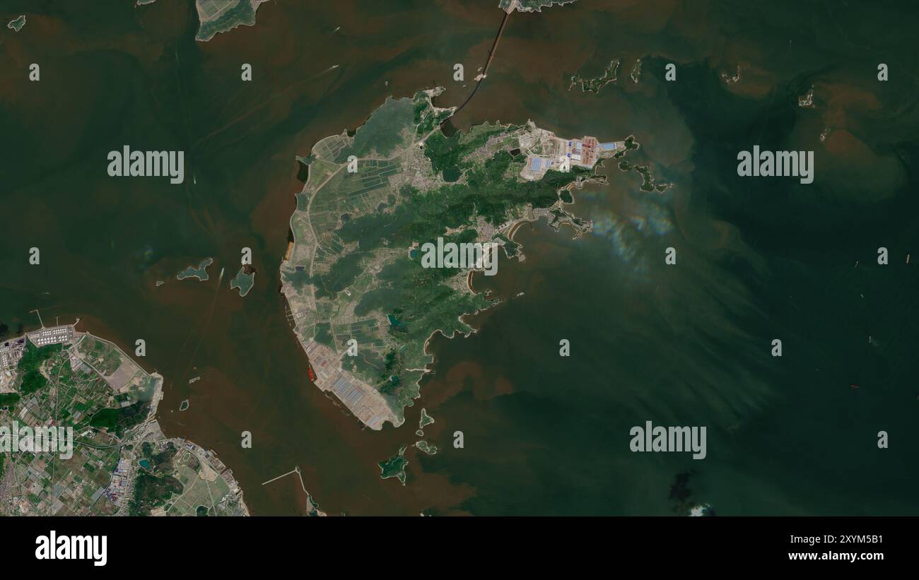 Xiushan Island in the Eastern China Sea on a satellite image taken in ...