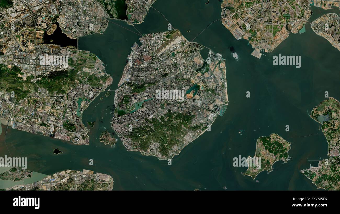 Xiamen Island in the South China Sea on a satellite image taken in ...