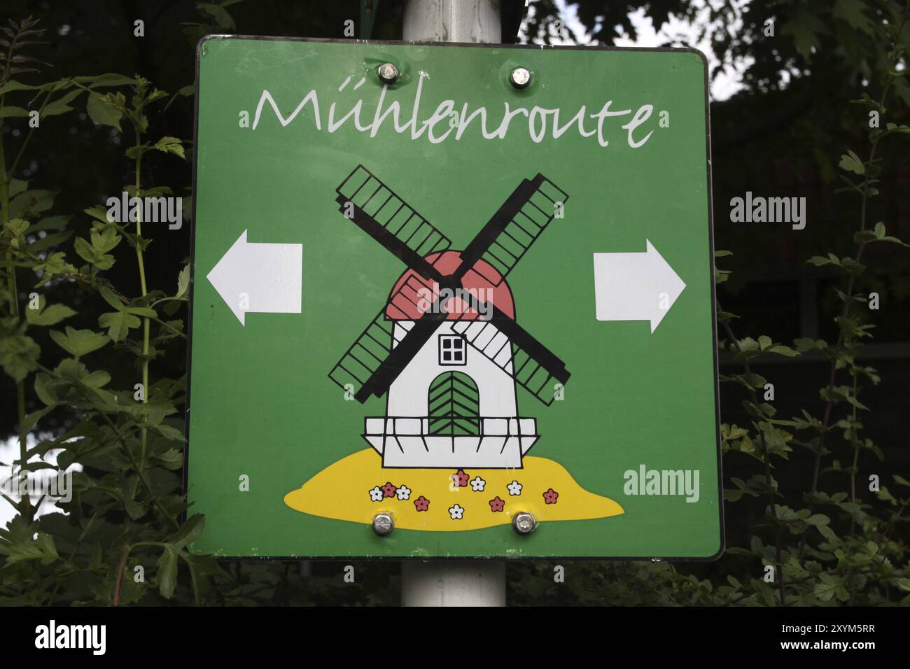 Mill route sign Stock Photo - Alamy