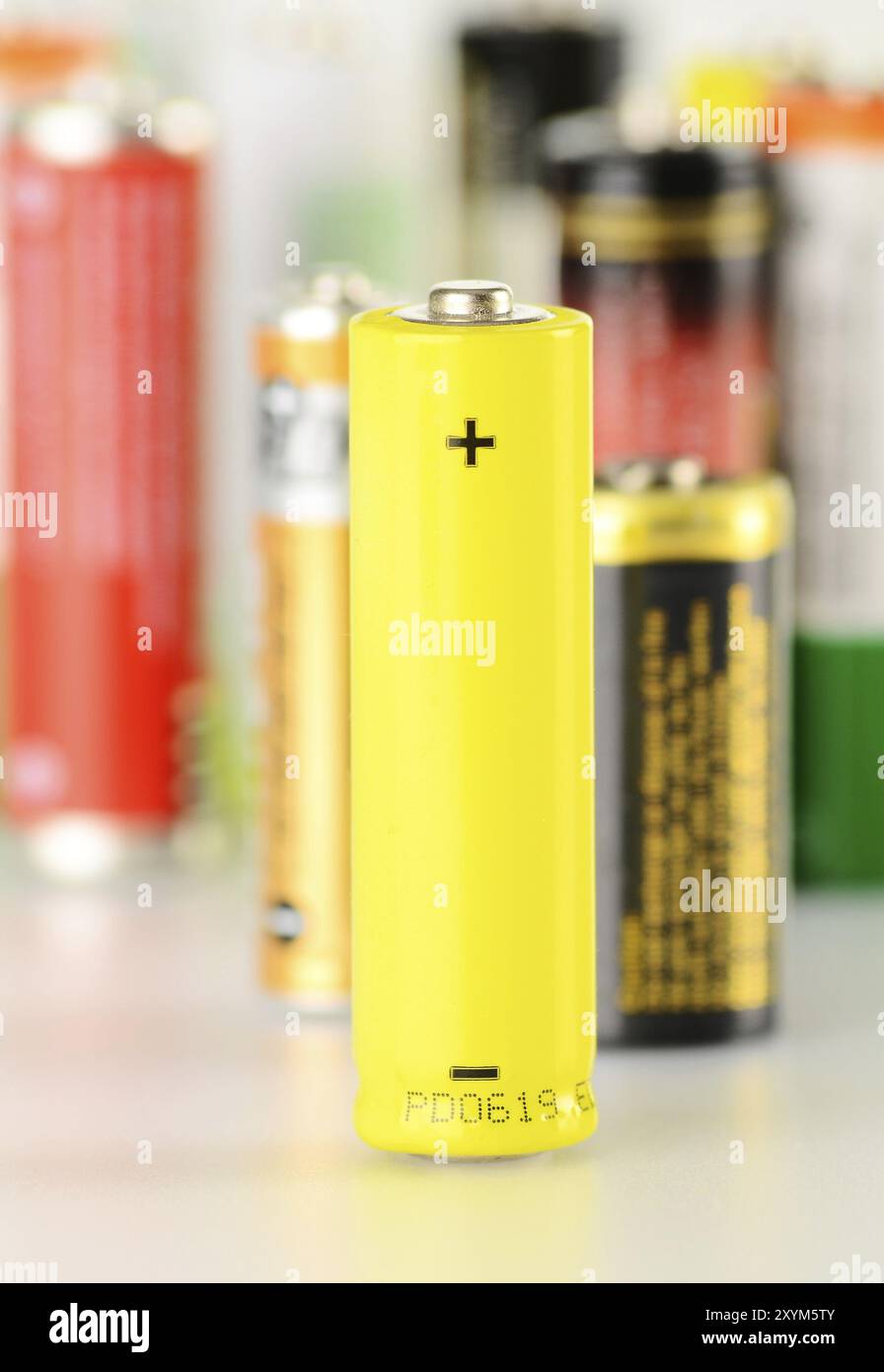 Composition with alkaline batteries Stock Photo - Alamy
