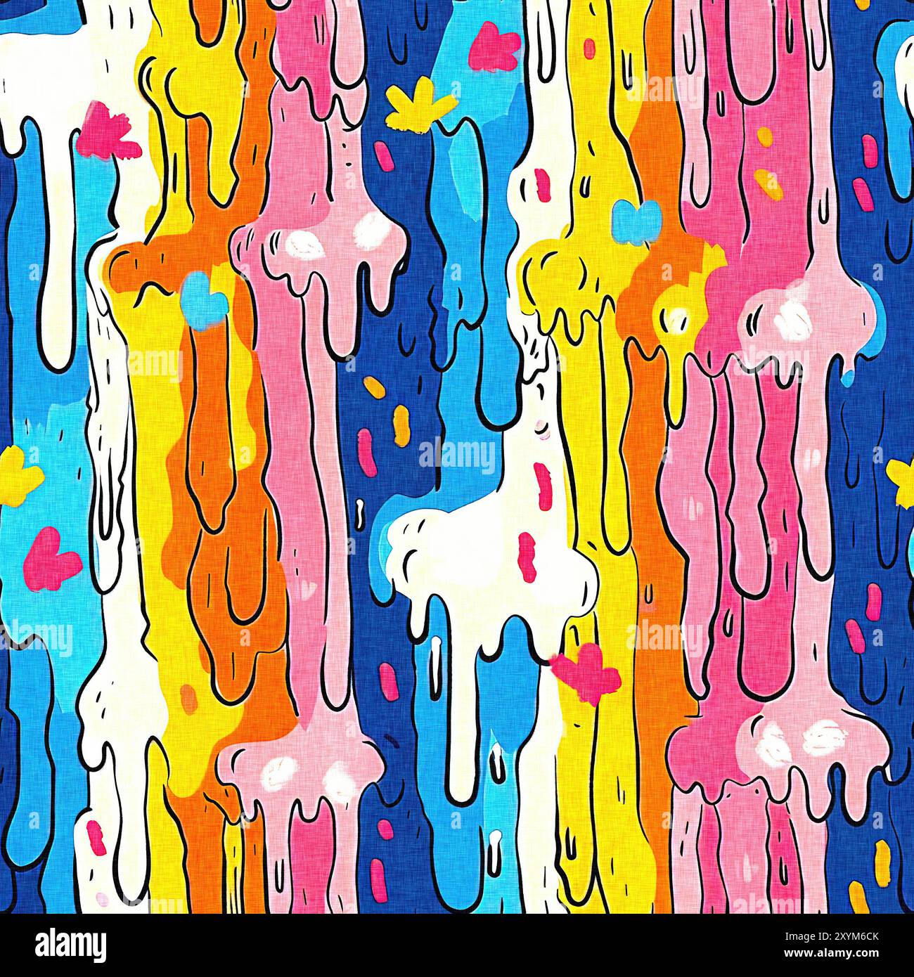 Fun dripping paint effect digital pattern with whimsical ink splodge ...