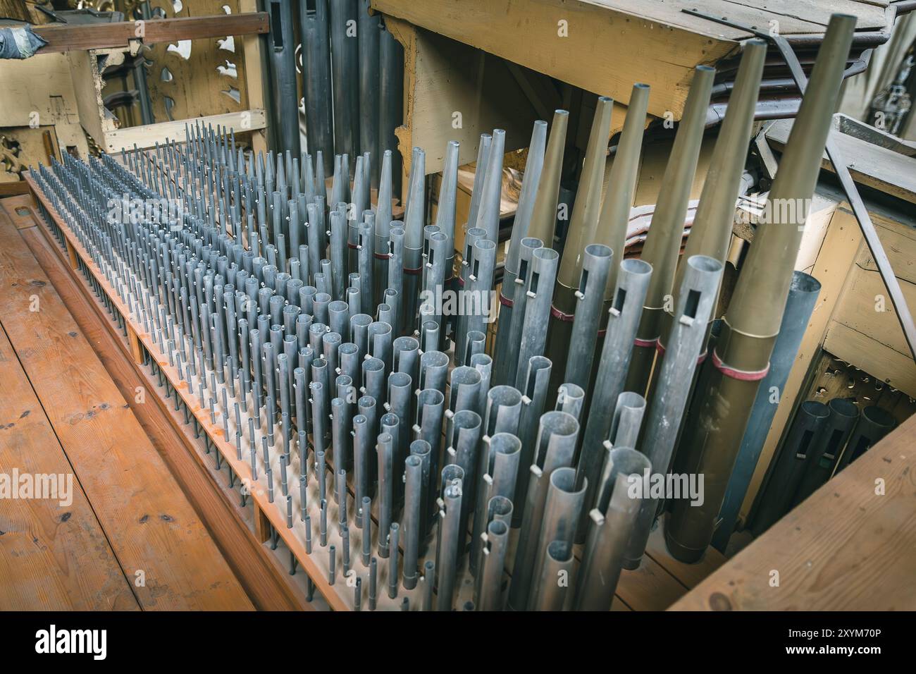 A section of pipe organ pipes Stock Photo - Alamy