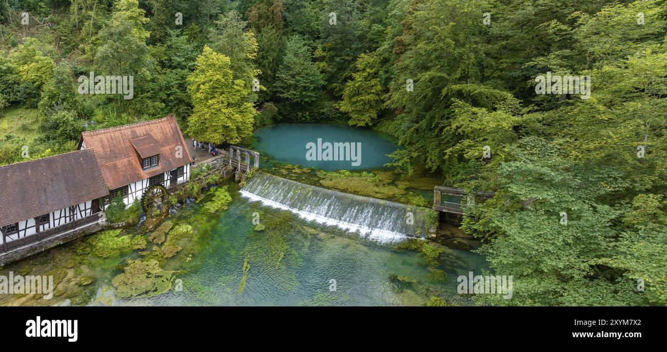Blautopf Blaubeuren with industrial monument Hammerschmiede, source of ...