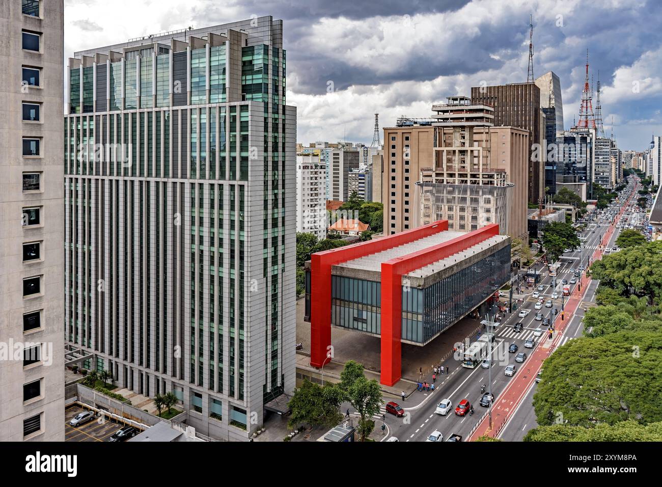 View of the famous Paulista Avenue with its buildings in the downtown ...