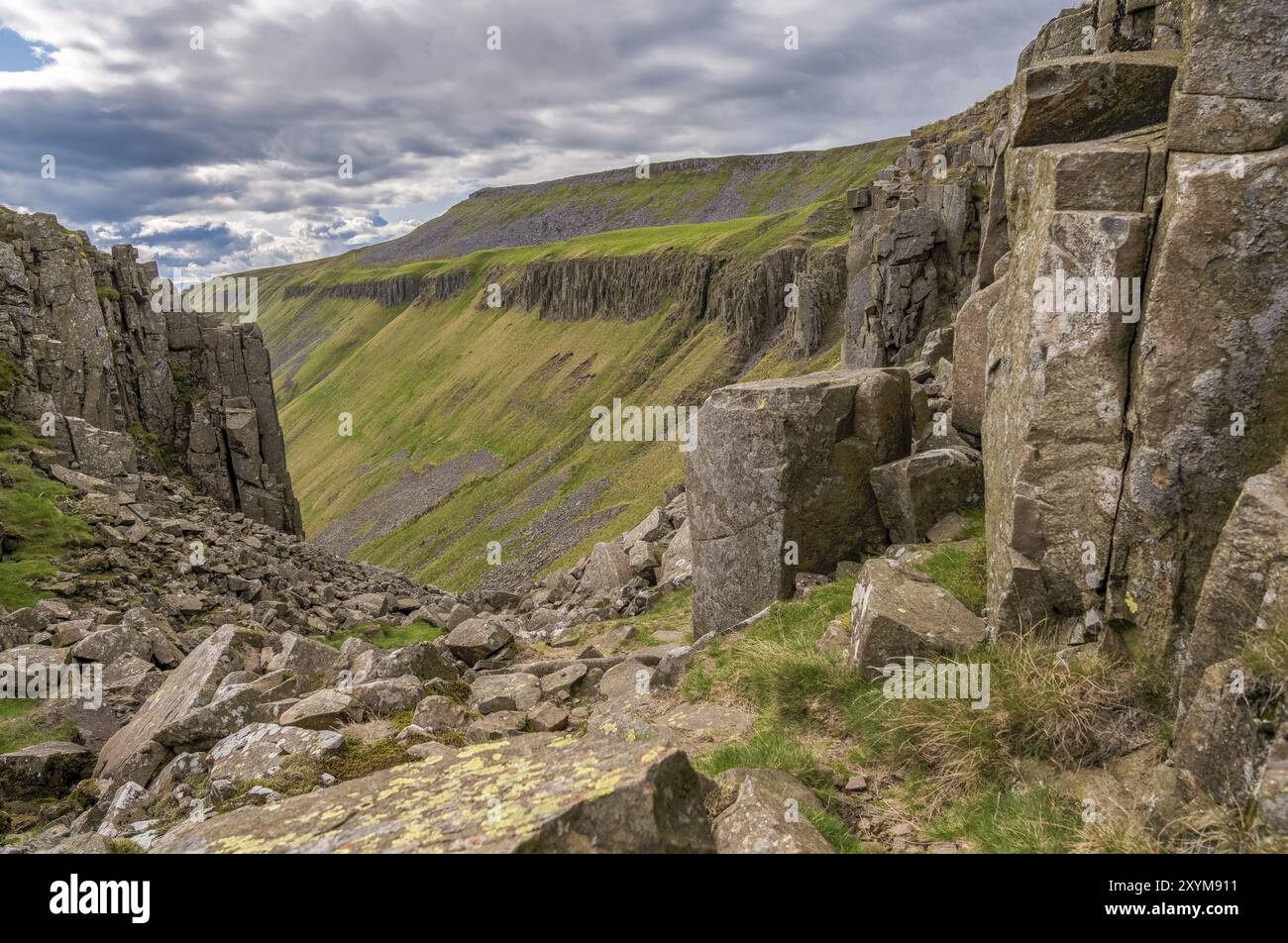 North Pennine landscape at the High Cup Nick in Cumbria, England, UK ...