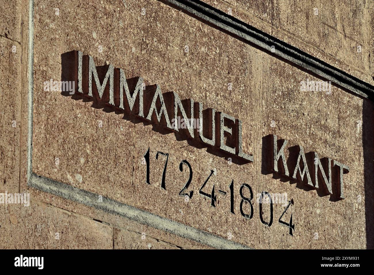 Memorial inscription on the grave of German philosopher Immanuel Kant ...