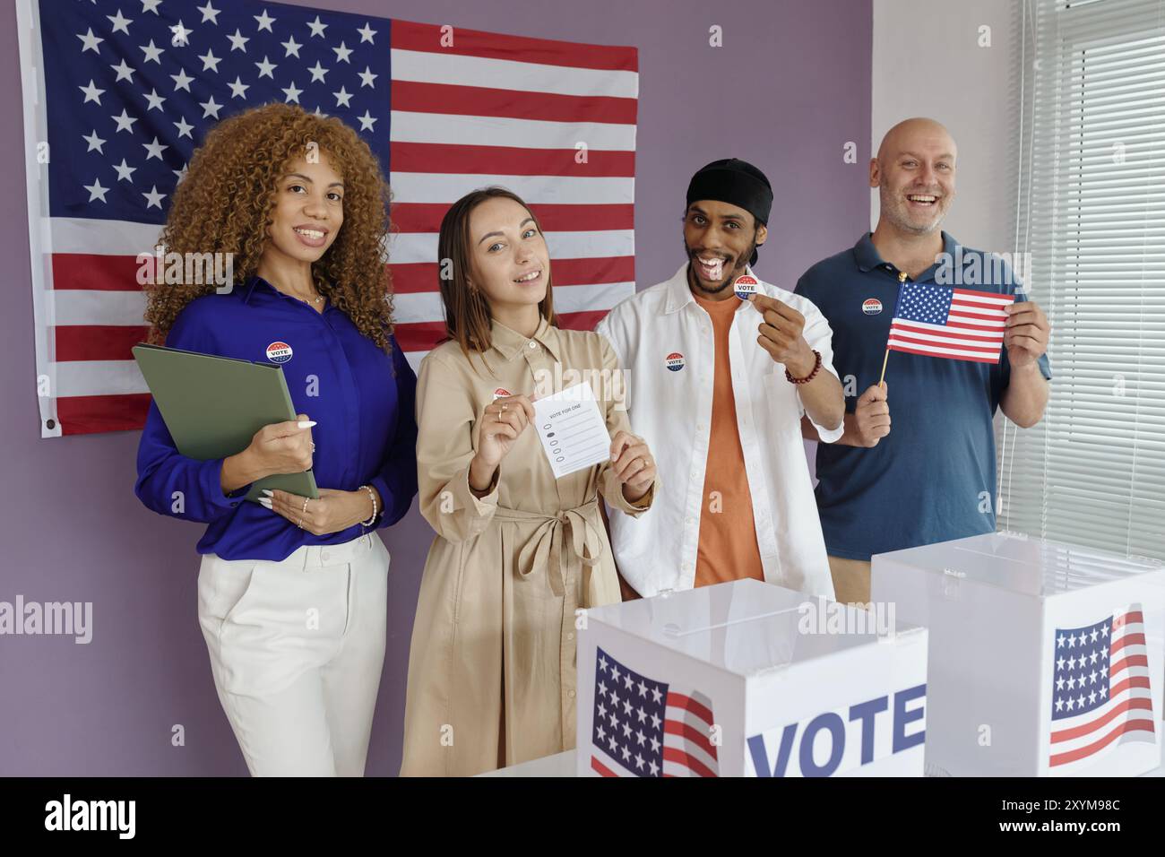 Happy People Visiting Voting Centre Stock Photo - Alamy