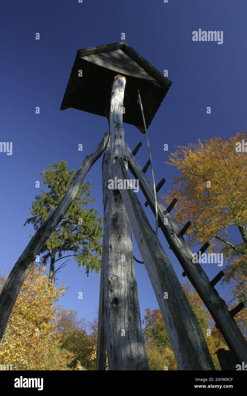 Wooden open-air bell tower Stock Photo - Alamy