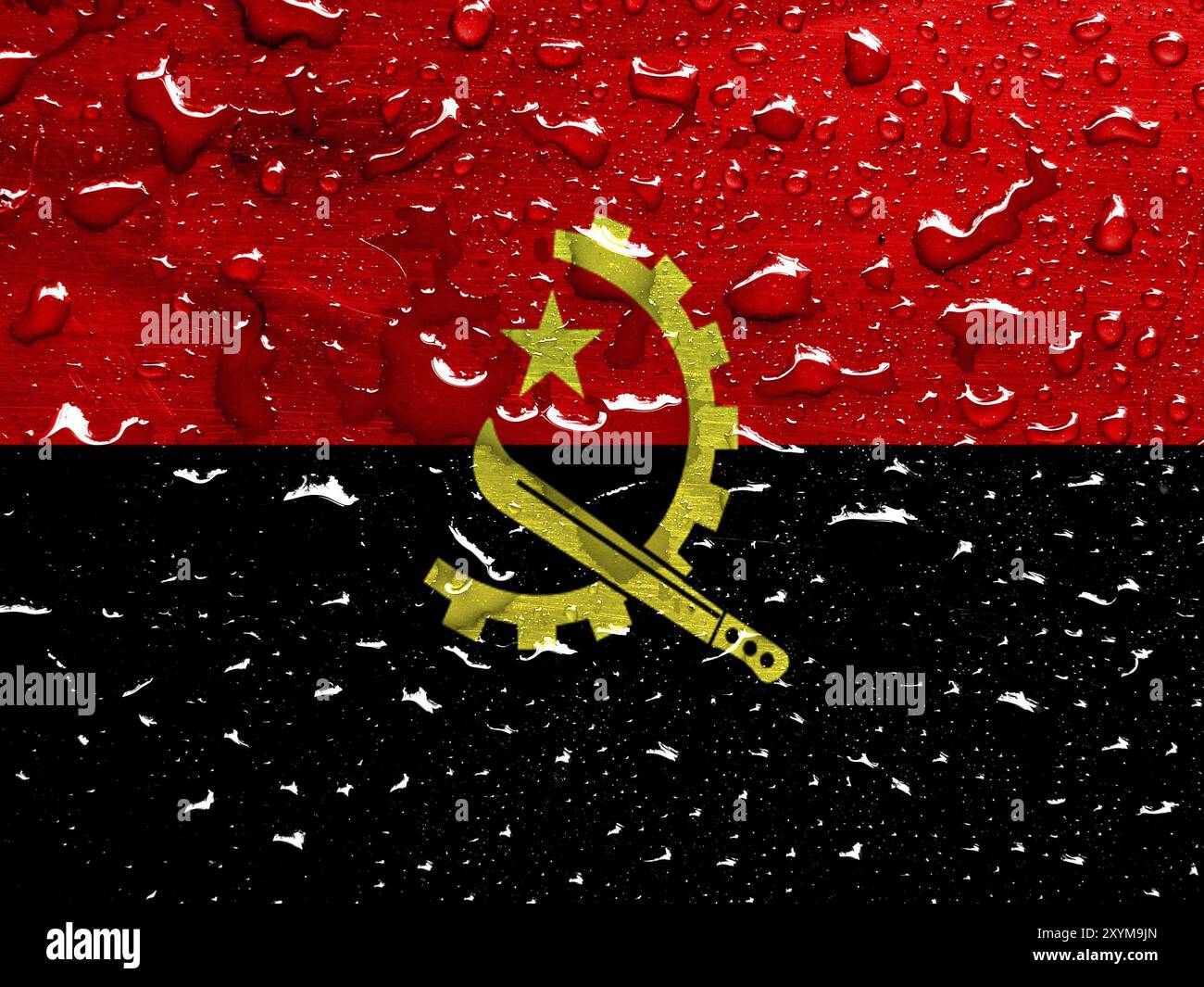 Flag of Angola with rain drops Stock Photo - Alamy