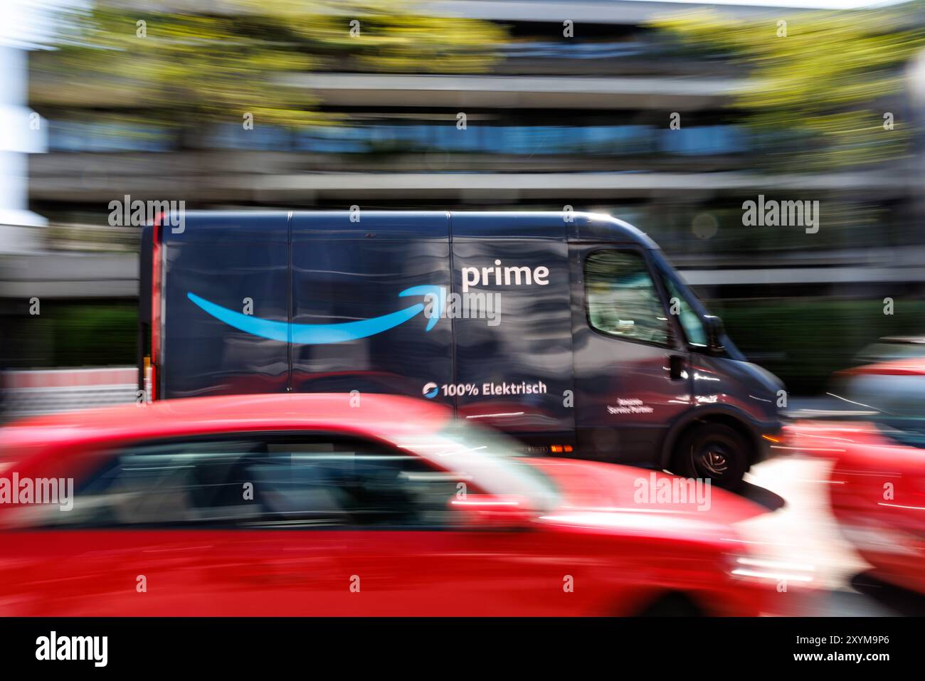 Munich, Germany. 29th Aug, 2024. A parcel carrier drives through a ...